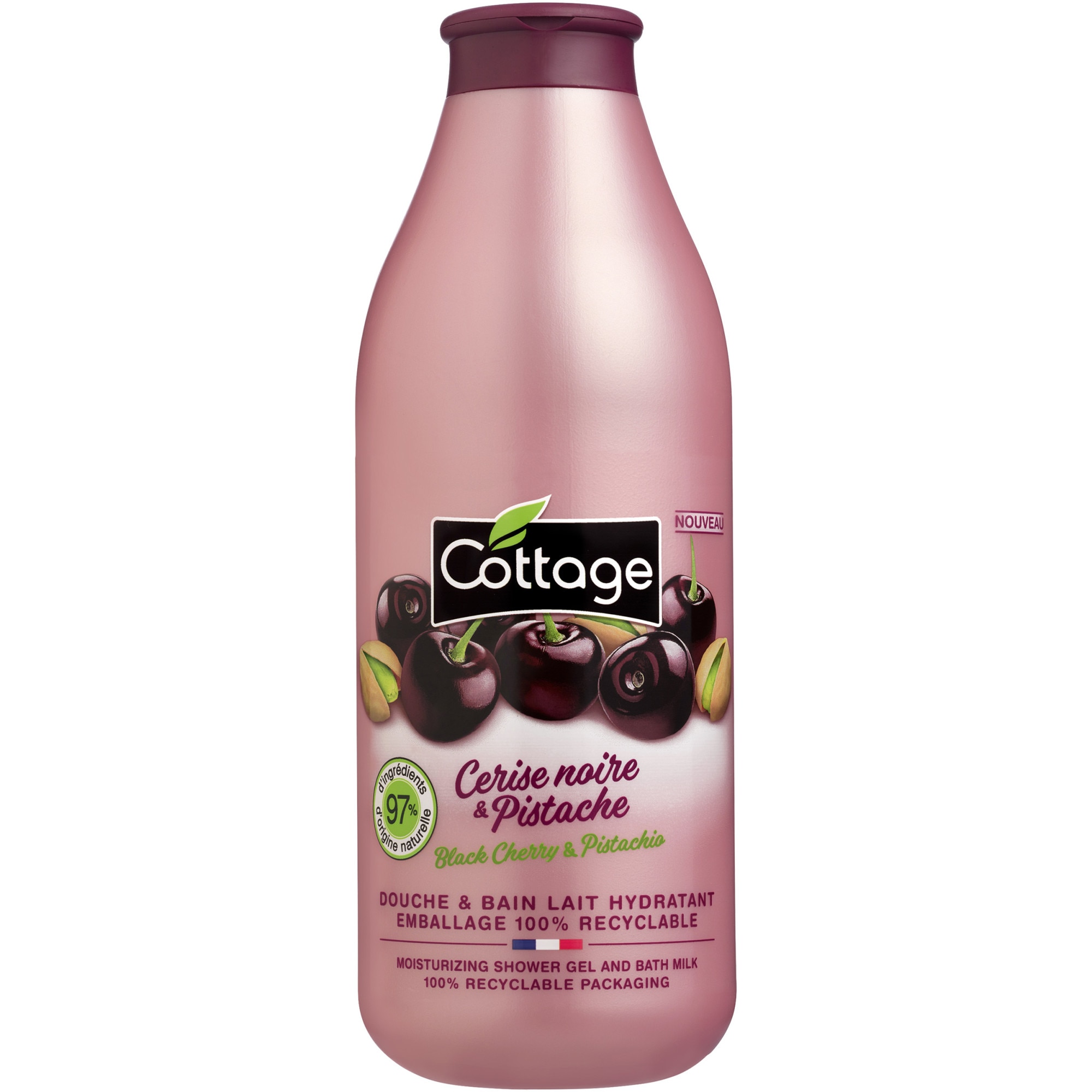Gel de dus & Lapte de baie Cirese negre & Fistic, Cottage, 750 ml - eMAG.ro