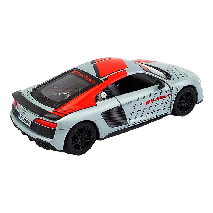 Macheta metalica Kinsmart, 2020 Audi R8 Coupe Livery Edition, Argintiu ...