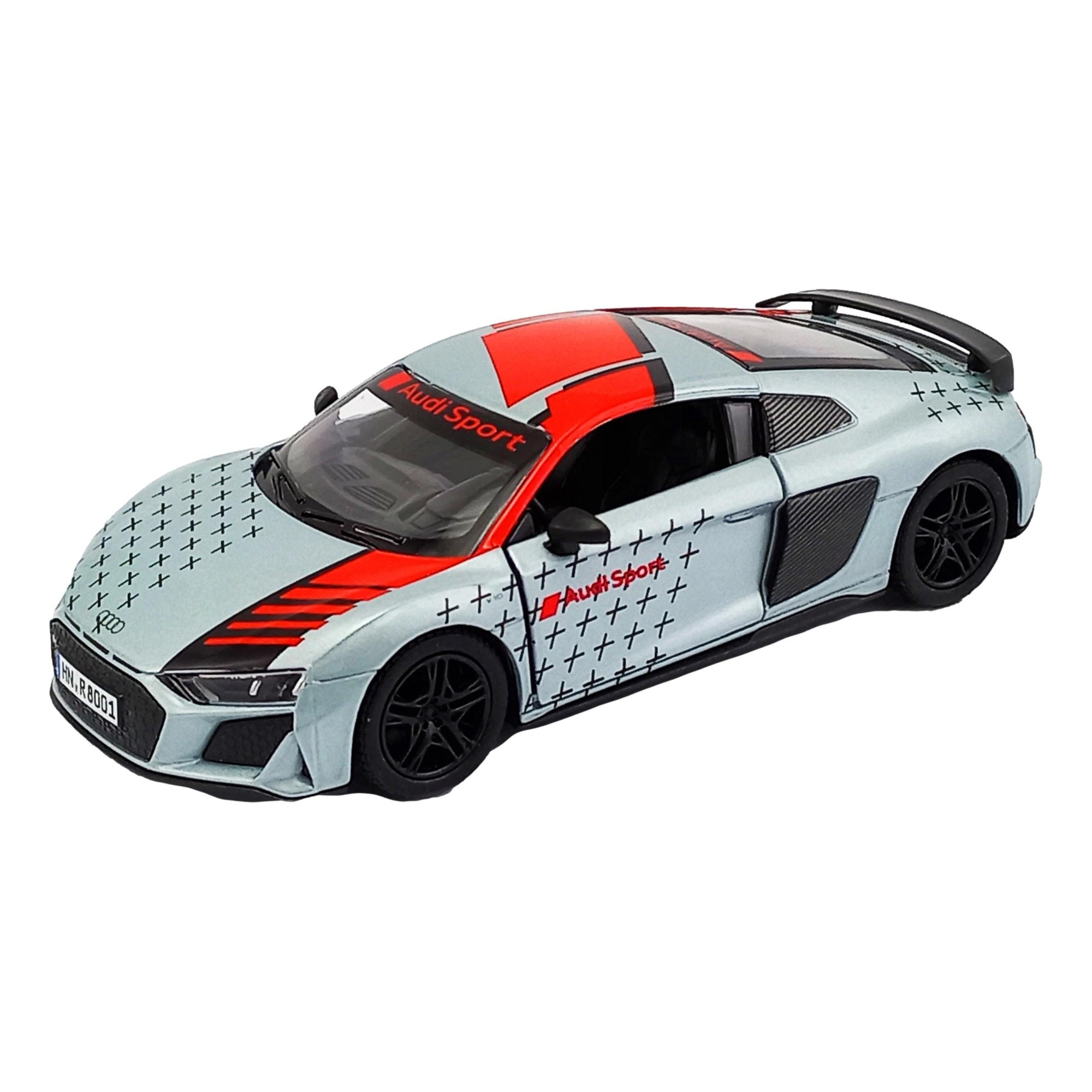 Macheta metalica Kinsmart, 2020 Audi R8 Coupe Livery Edition, Argintiu ...