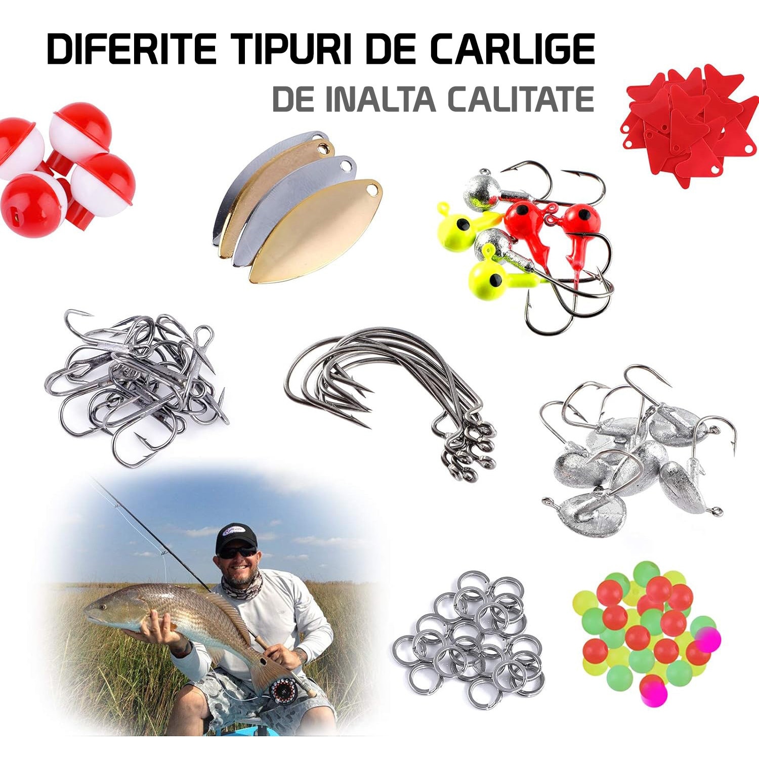 Set 343 accesorii pentru pescuit Fish & Paws ®, kit complet de jiguri ...