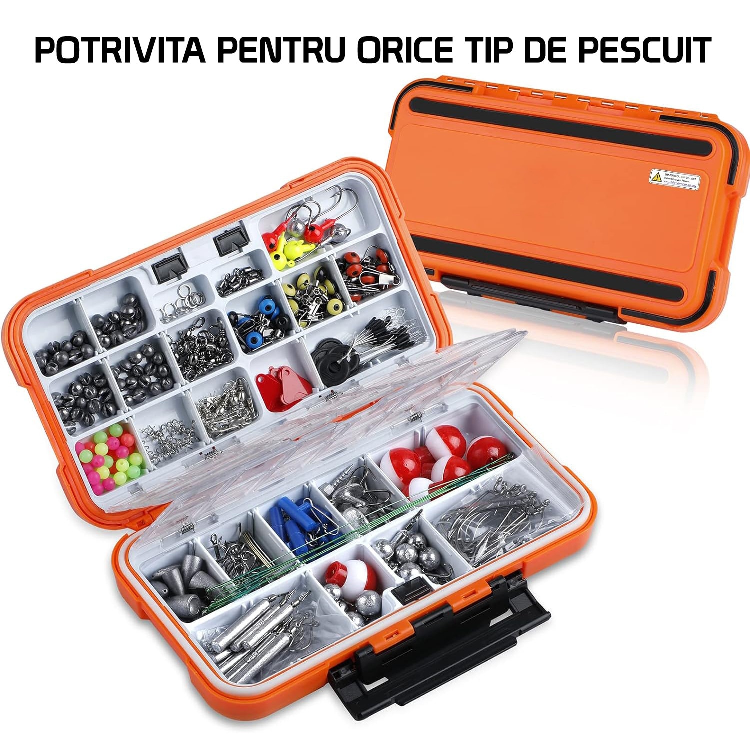 Set 343 accesorii pentru pescuit, kit complet de jiguri si carligi ...