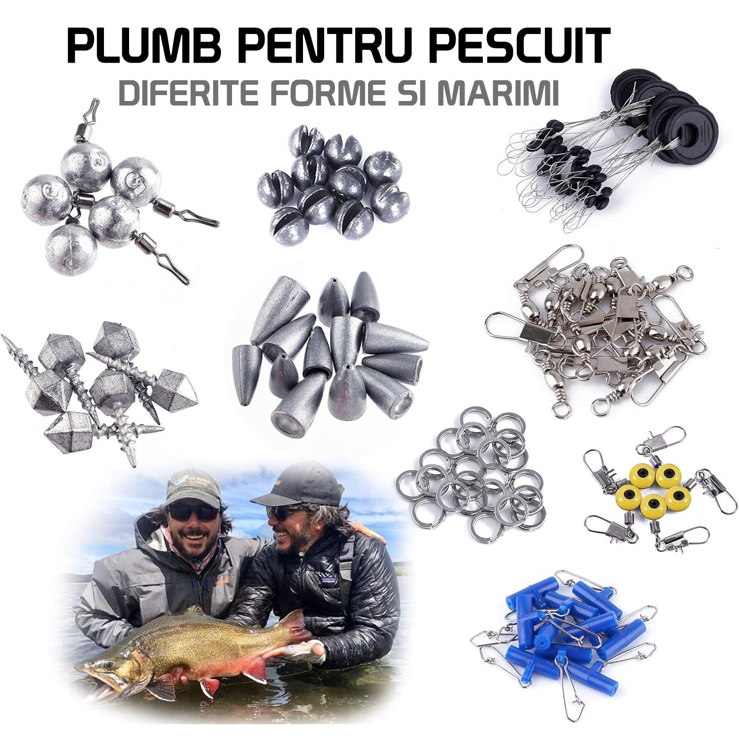 Set 343 accesorii pentru pescuit Fish & Paws ®, kit complet de jiguri ...