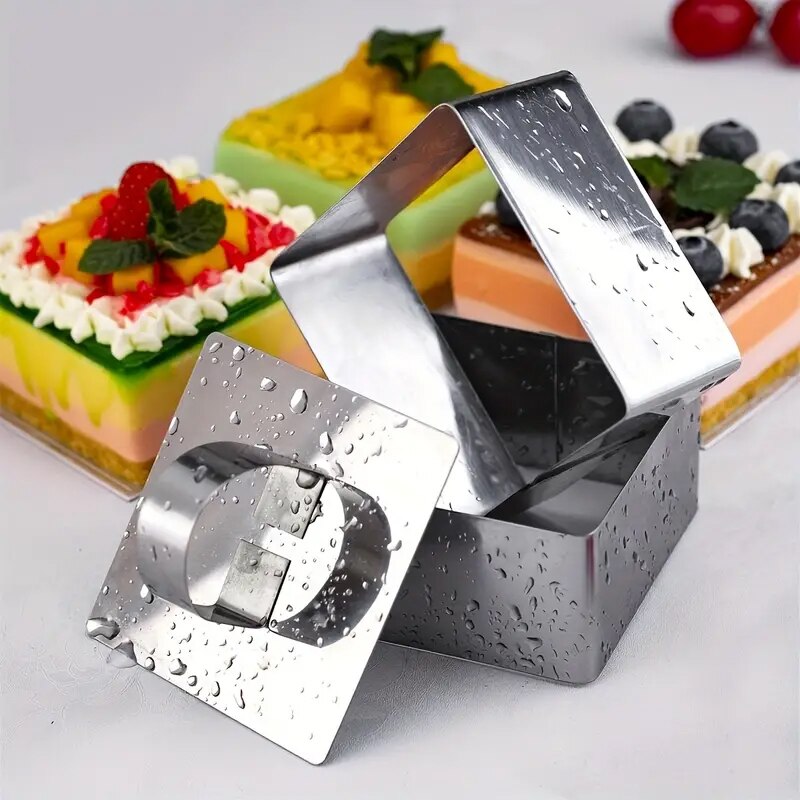 Forma de Prajituri din Inox: Inel Modelator Patrat pentru Deserturi ...