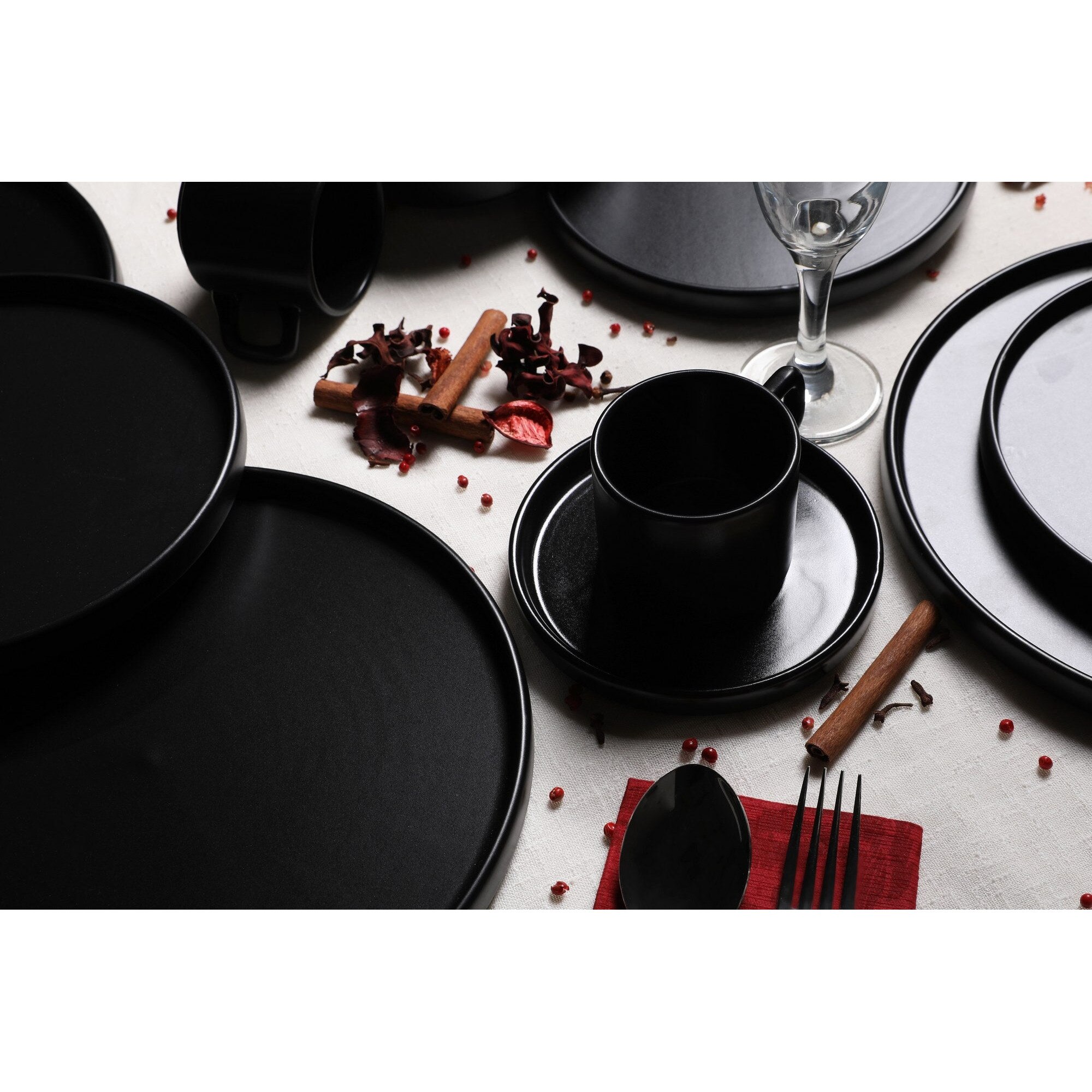 Set Vesela 20 Piese, Asi Home Wonderful Black, Ceramica, Negru Mat ...