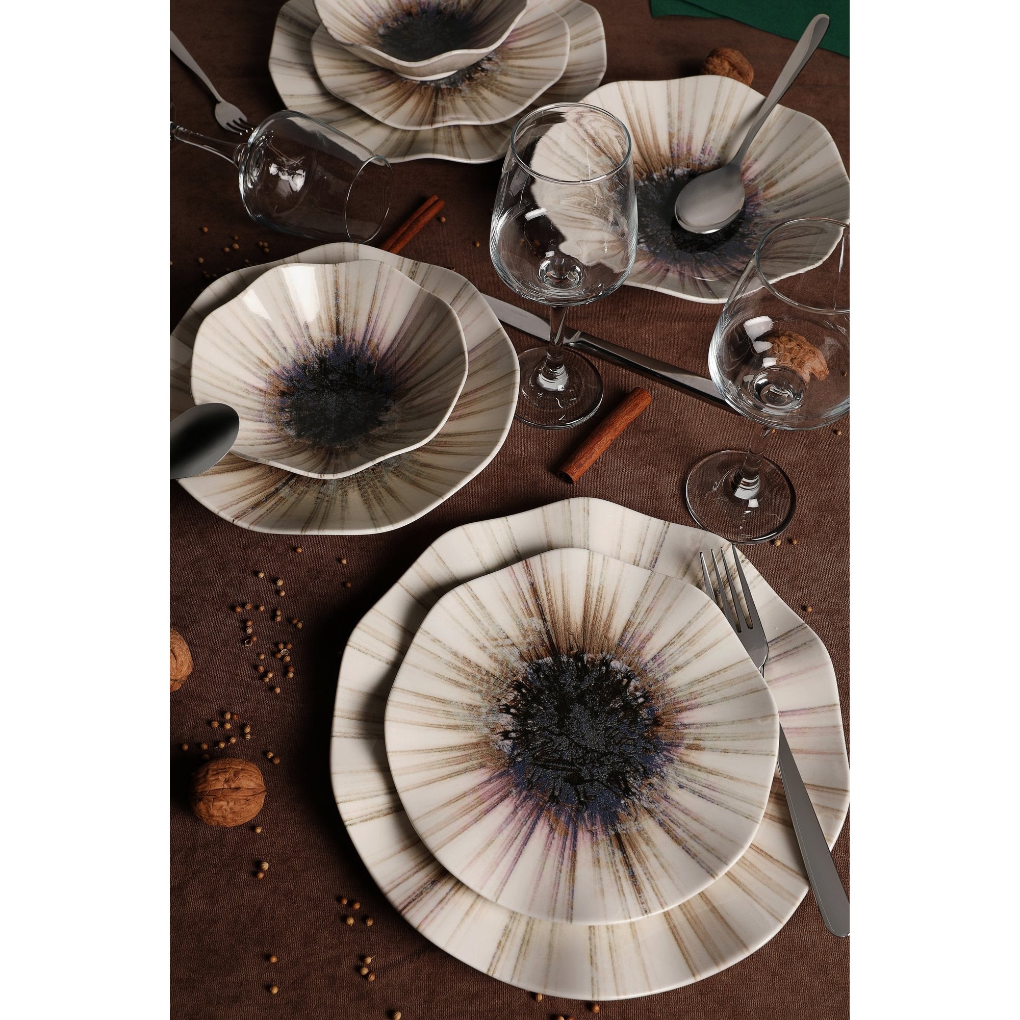 Set Vesela 24 Piese, Asi Home Hermia, Portelan, Multicolor - eMAG.ro