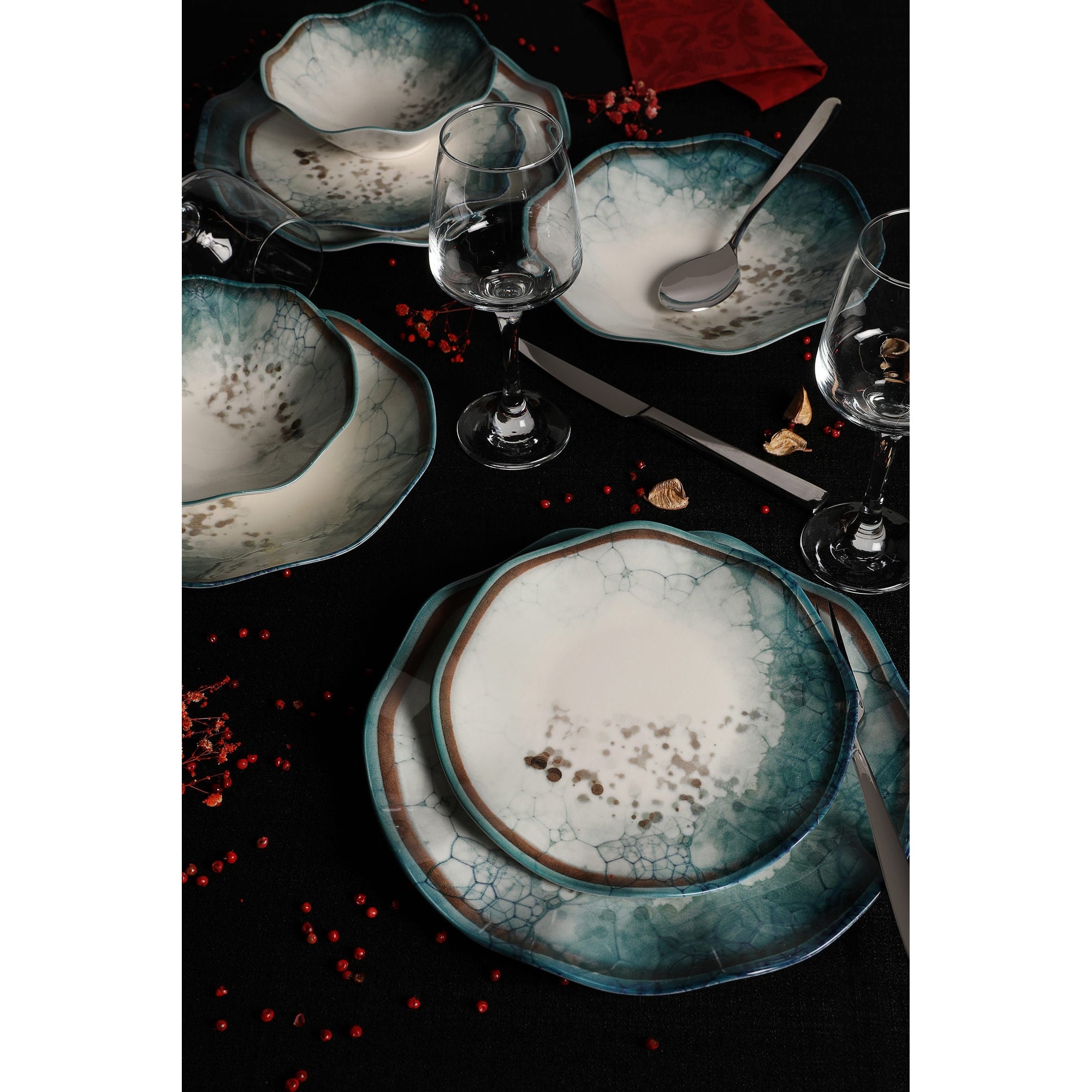 Set Vesela 24 Piese, Asi Home Marin Gradients, Portelan, Multicolor ...