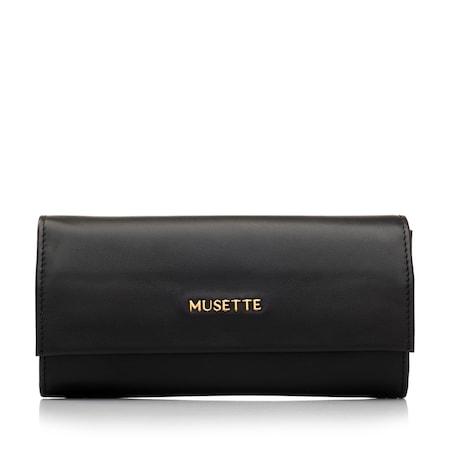 Portofel dama, Musette, Emily, Piele naturala, negru, 21 x 11 cm - eMAG.ro