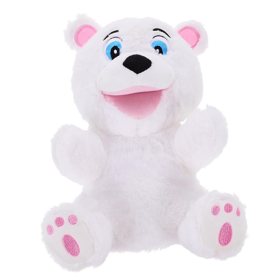 Papusa marioneta de mana, urs alb, din plus, pentru jocuri de rol - eMAG.ro