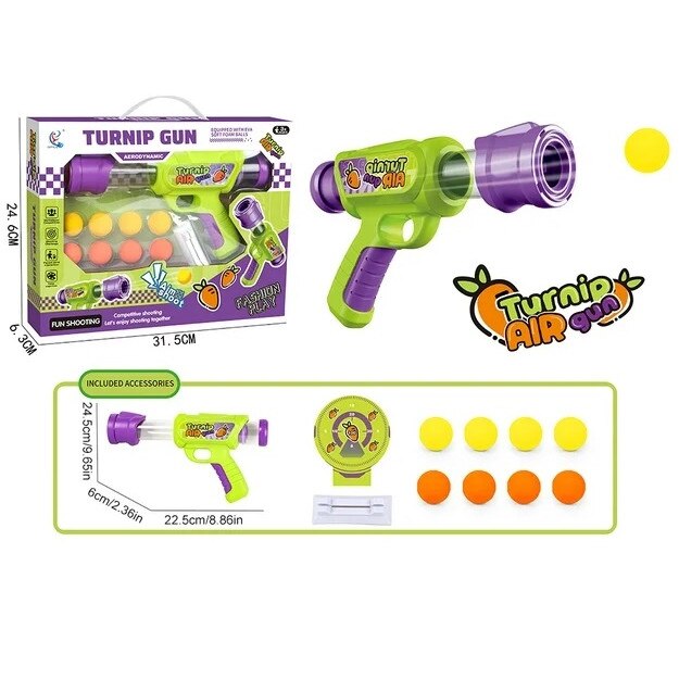 Pusca cu presiune de aer, tinta si 6 bile incluse, Turnip Gun - eMAG.ro