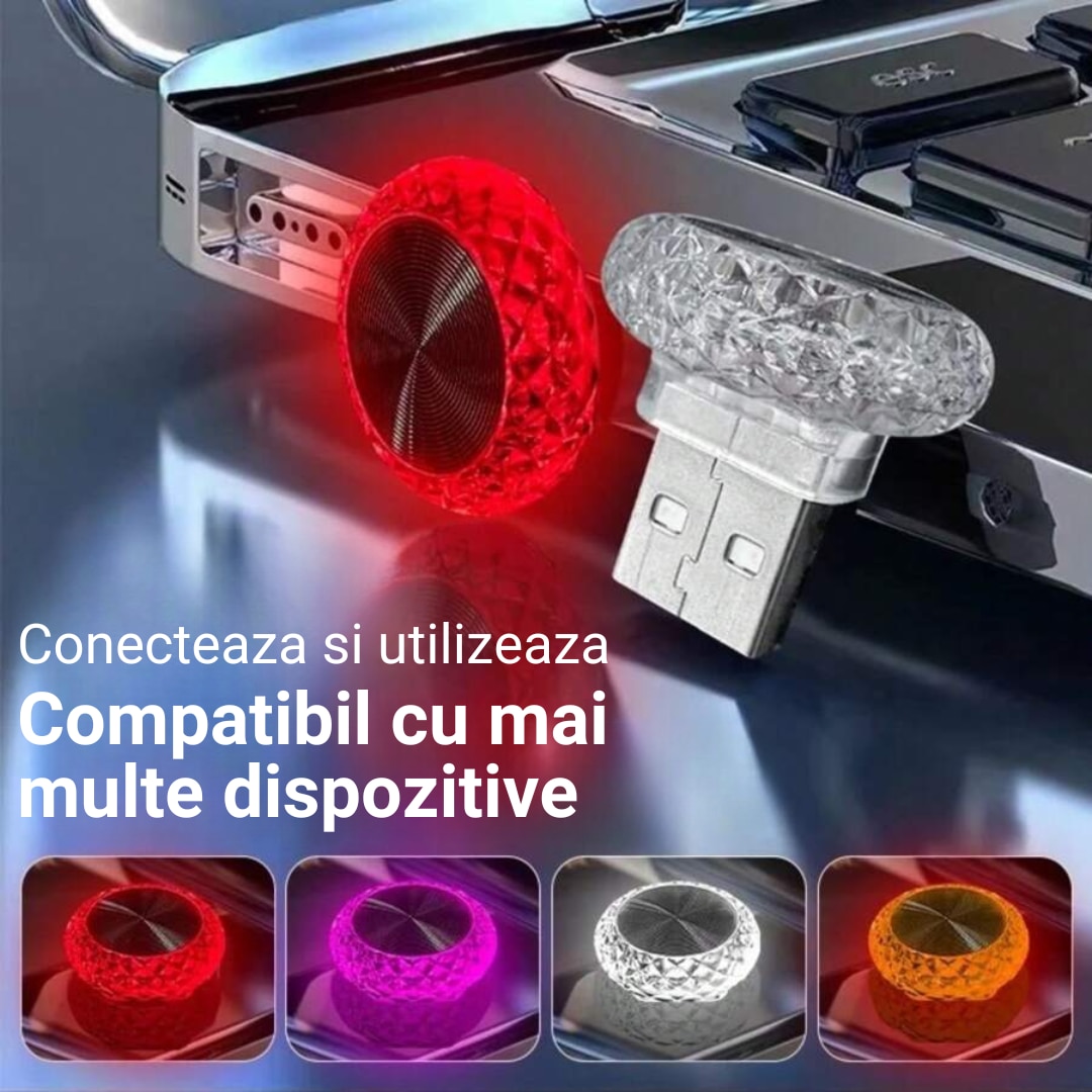 Bec ambiental disco Led,3D, pentru masini, decoratiuni, lampa ...