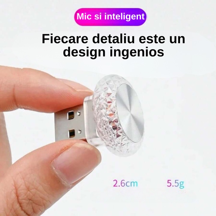 Bec ambiental disco Led,3D, pentru masini, decoratiuni, lampa ...