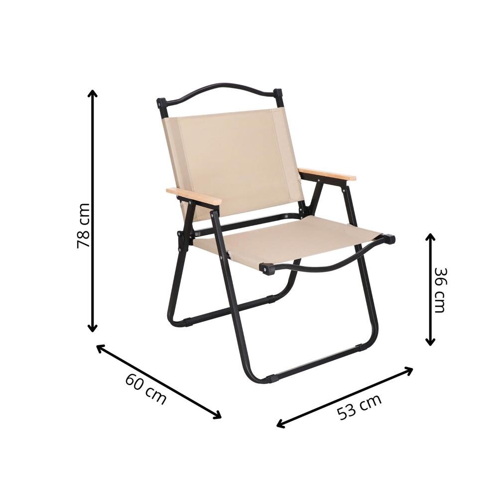 Scaun metalic plabil pentru gradina, camping sau plaja, 78x53x60cm, bej ...