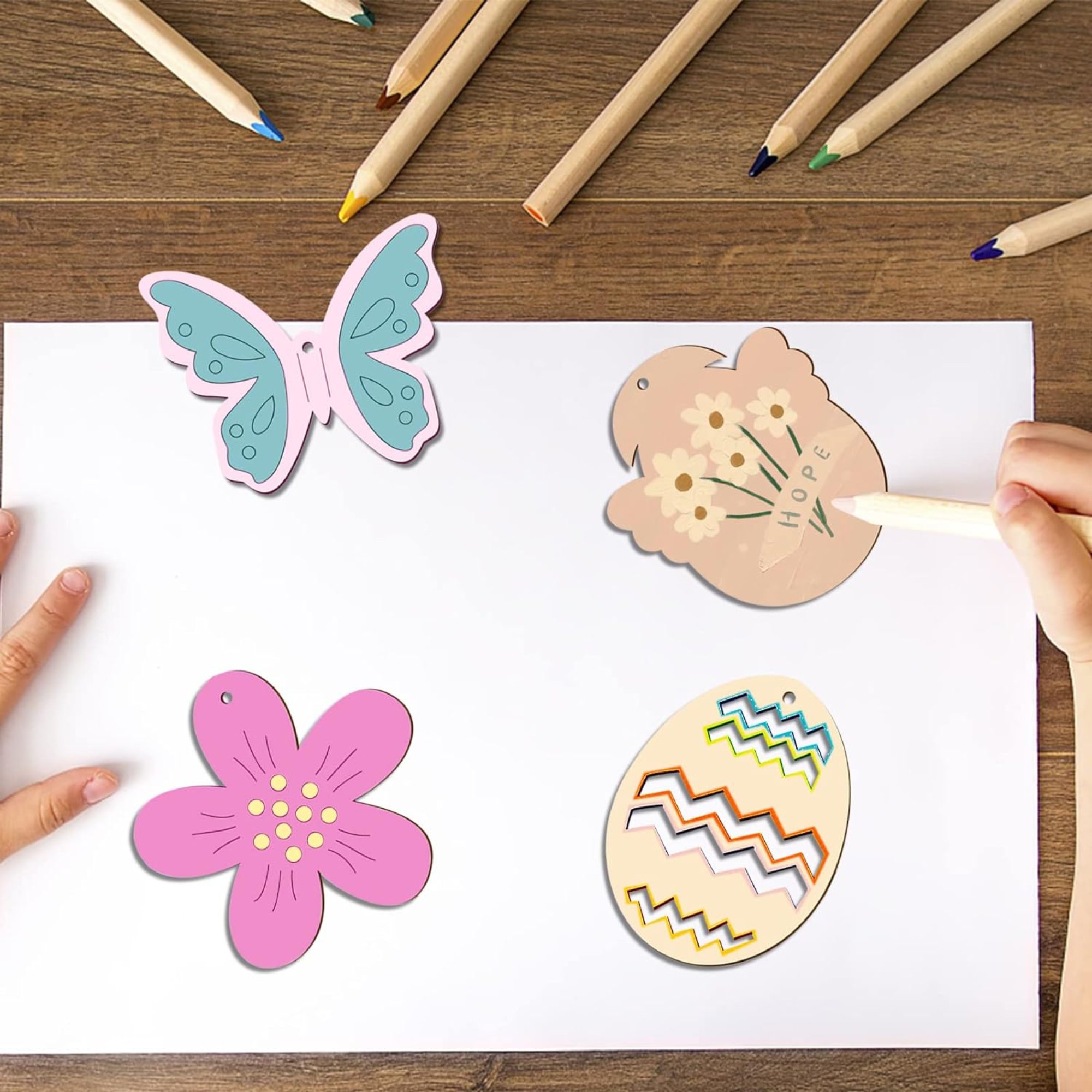 Pandantive de Paste din lemn pentru colorat si pictat, Decoratiuni de ...