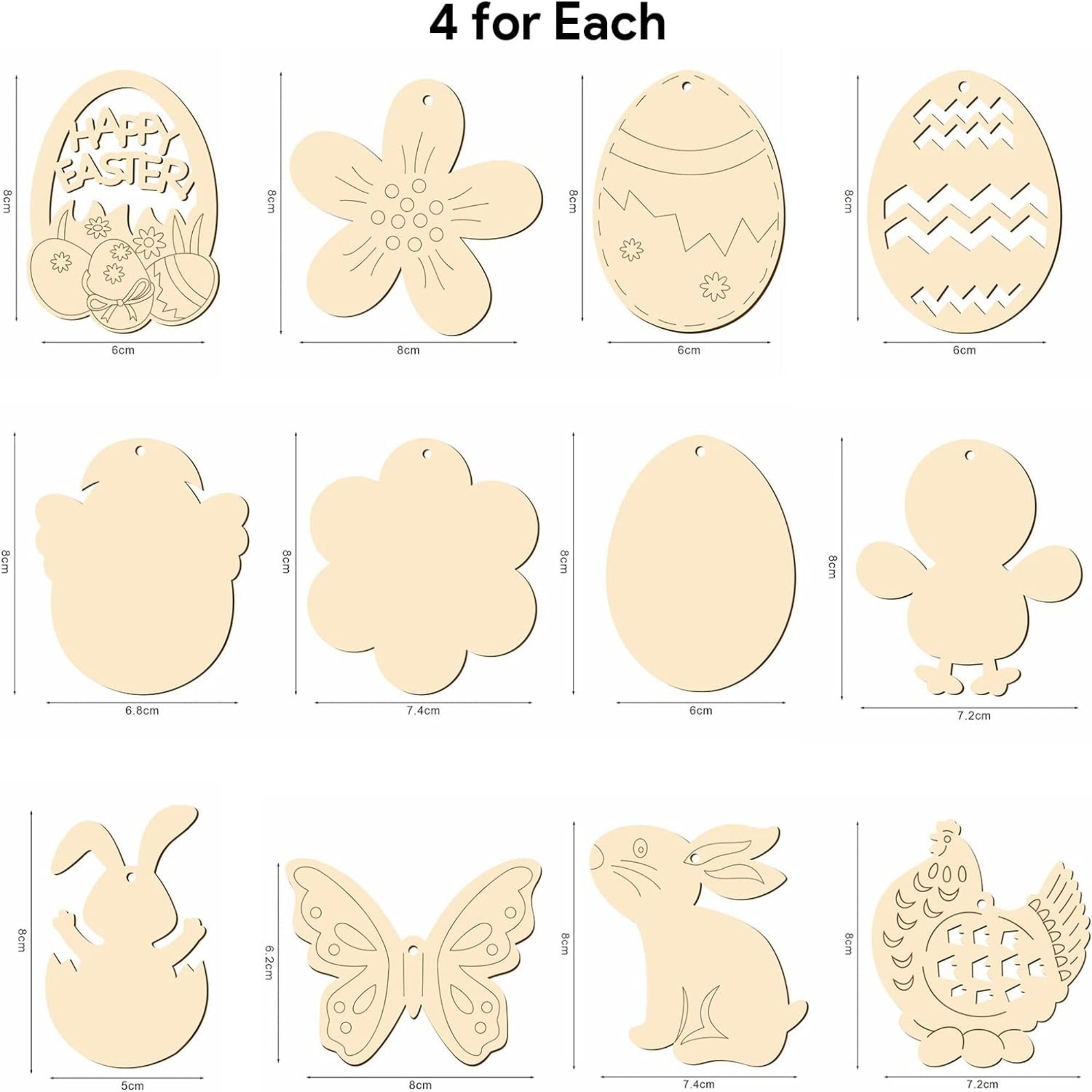 Pandantive de Paste din lemn pentru colorat si pictat, Decoratiuni de ...