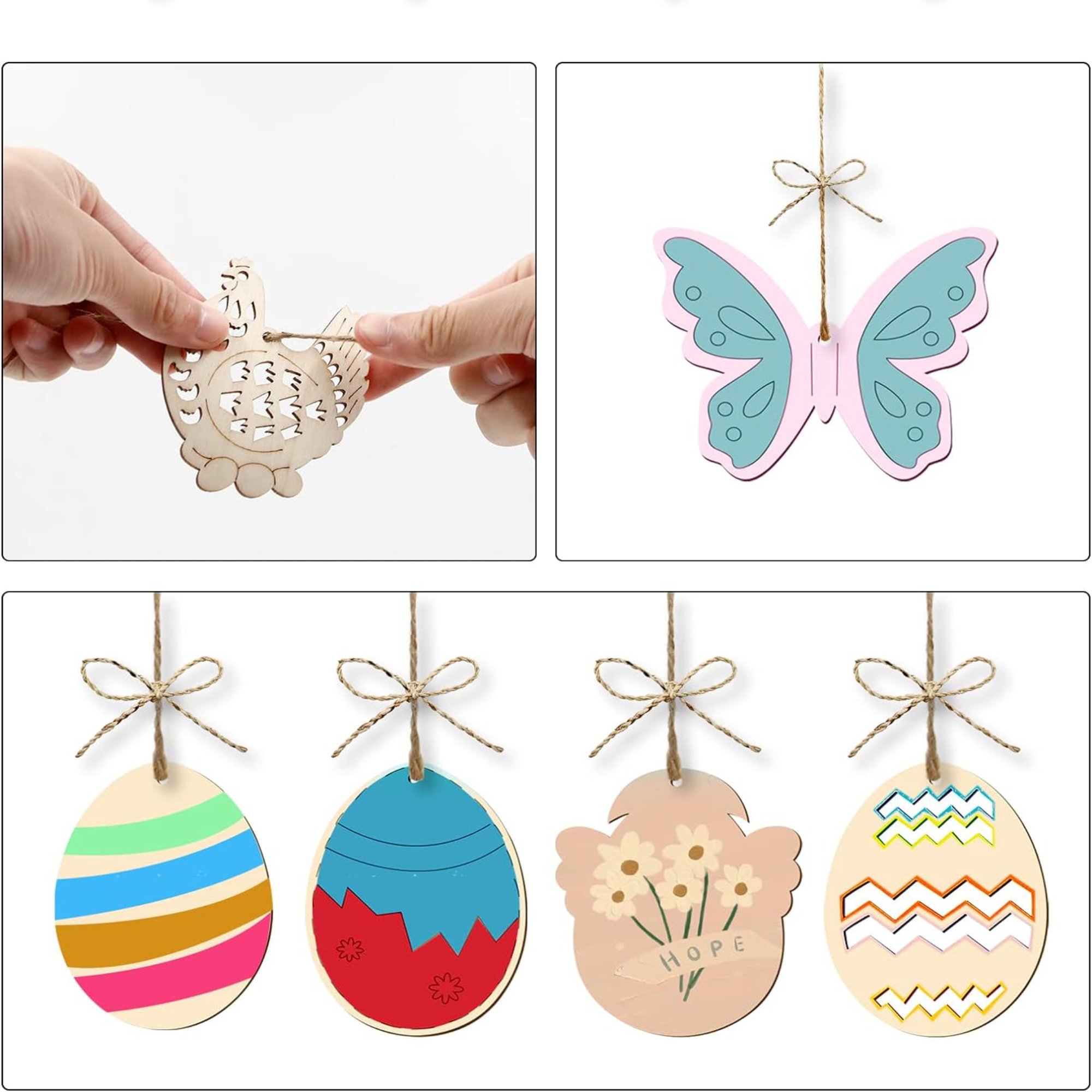 Pandantive de Paste din lemn pentru colorat si pictat, Decoratiuni de ...