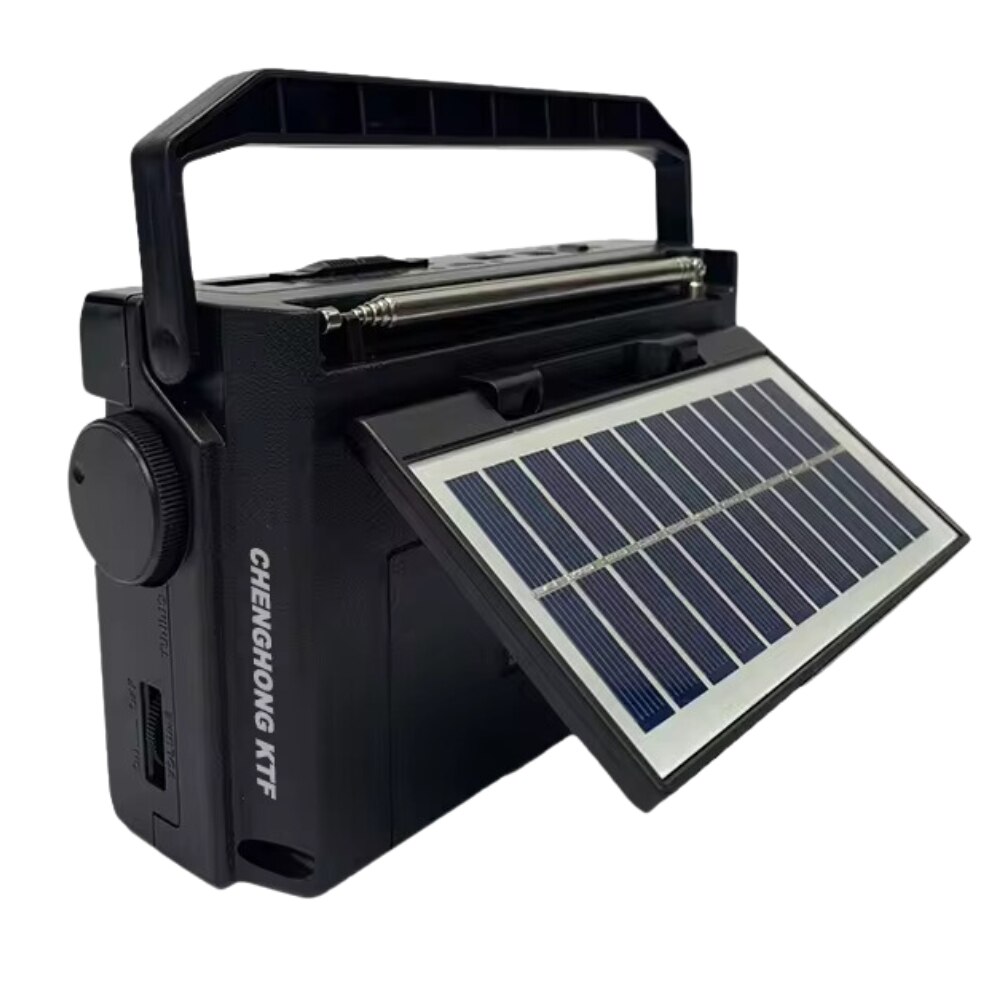 Radio cu panou solar KTF1651, FM/AM/SW, BT/USB/TF, lanterna, 5V, negru ...