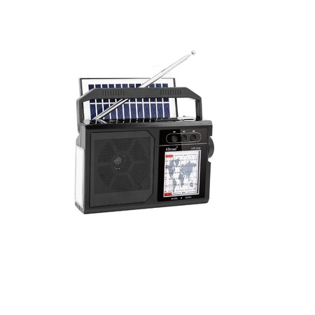 Radio cu panou solar KTF1651, FM/AM/SW, BT/USB/TF, lanterna, 5V, negru ...