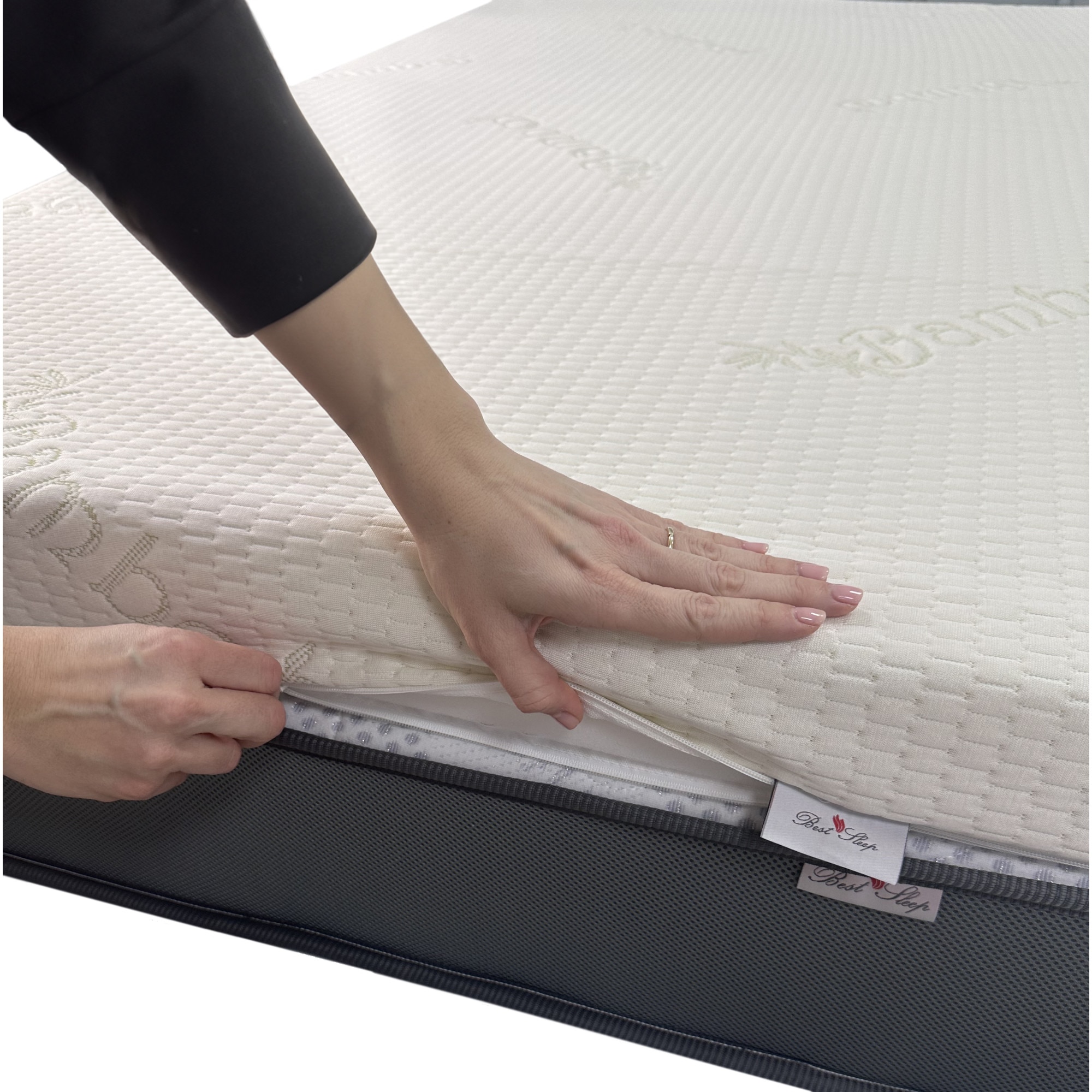 Topper Saltea Best Sleep Heavenly Bamboo, H8 4cm spuma poliuretanica+ 4 ...