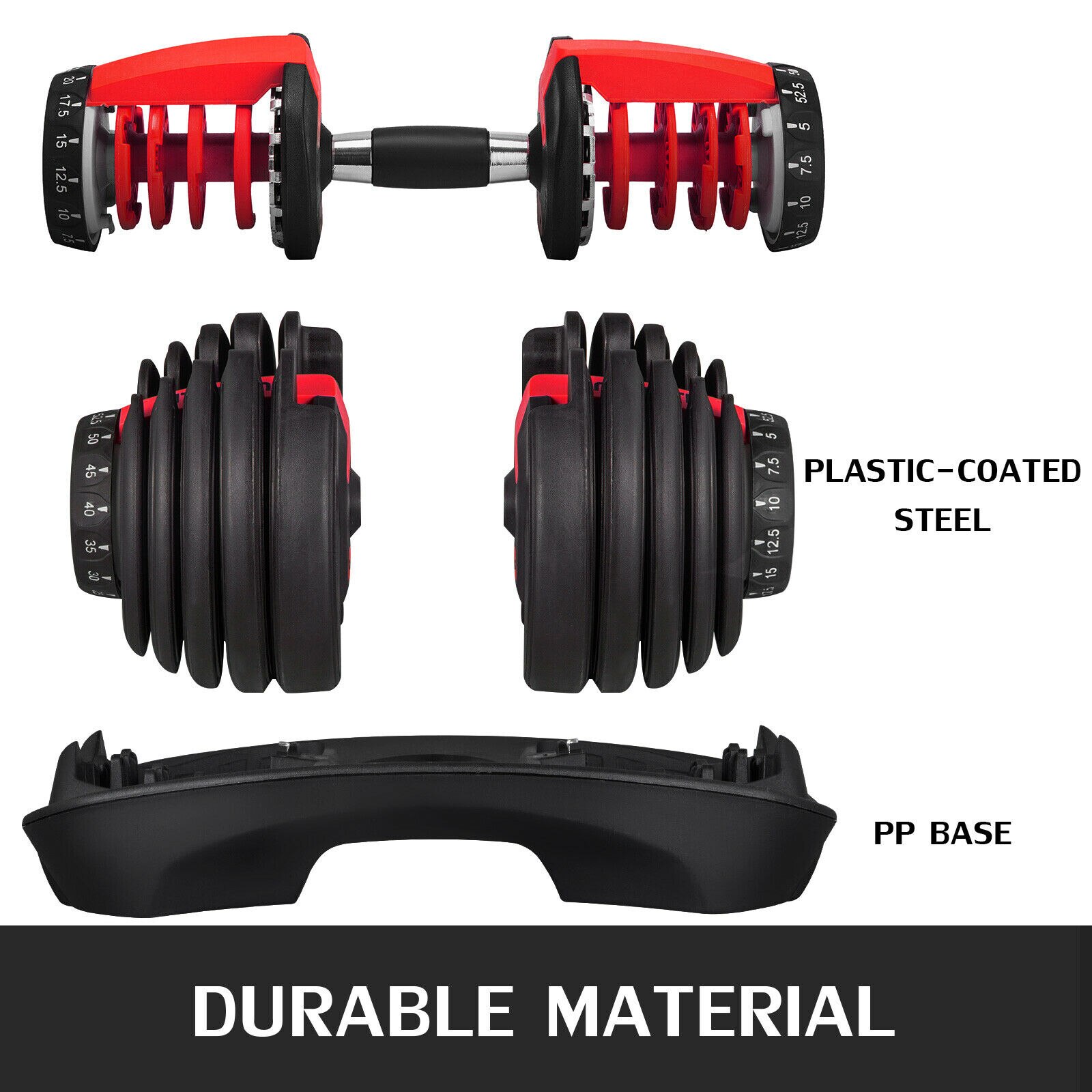 Set greutati reglabile, Otel/Nylon, 24 kg, Negru - eMAG.ro