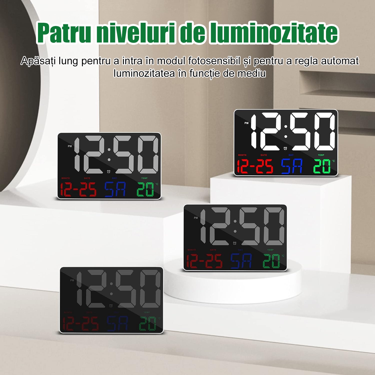 Ceas Digital de Perete cu Led, BYONDSELF®, Ecran Mare 11.5 Inchi ...