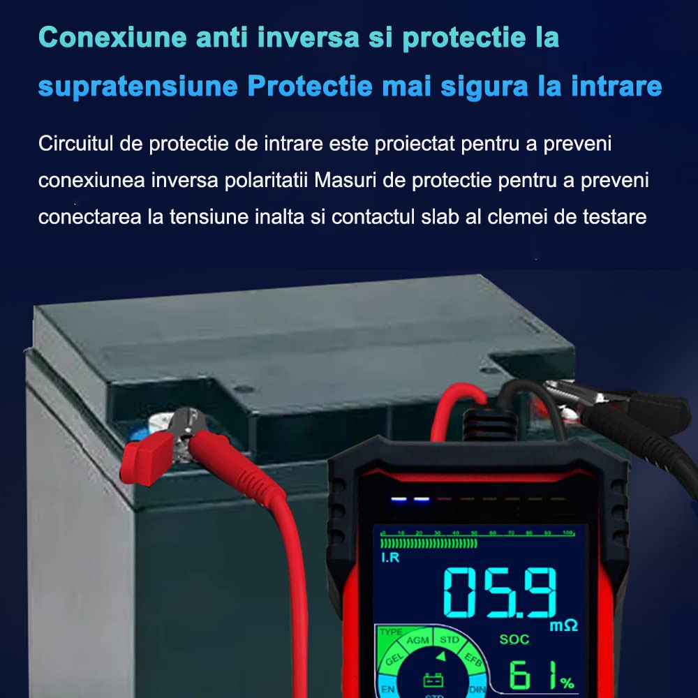 Tester de Baterie Auto, BYONDSELF®, 3.2 Inchi Ecran Colorat, 12V/24V ...