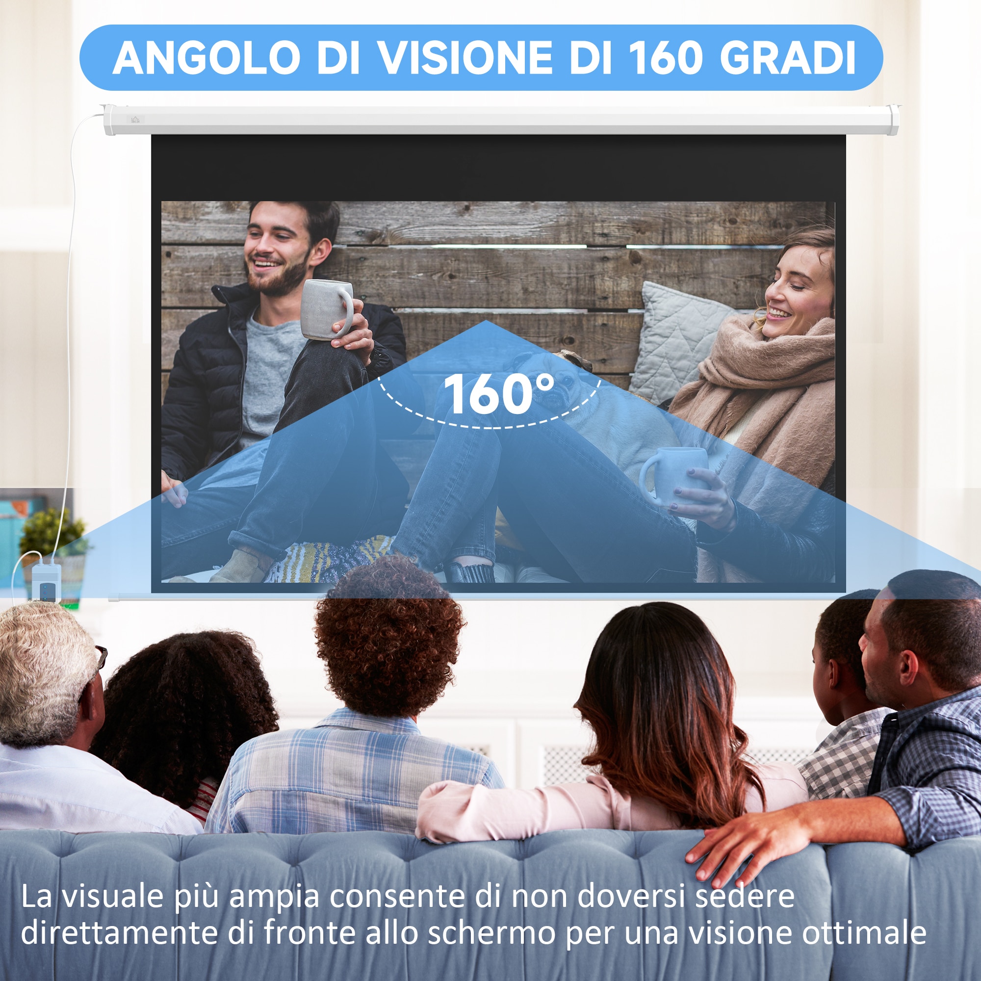 Ecran proiectie electric Homcom, 84", 16:9, motorizat, montare perete ...