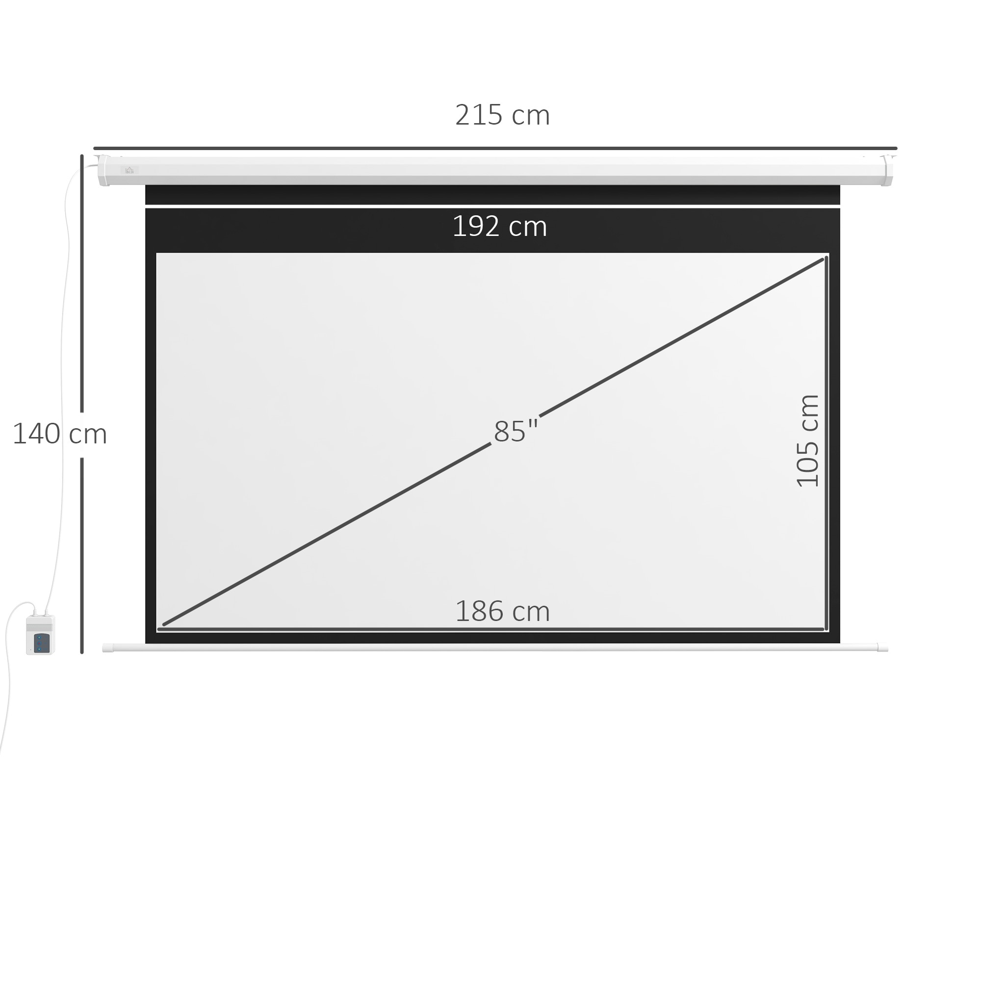 Ecran proiectie electric Homcom, 84", 16:9, motorizat, montare perete ...