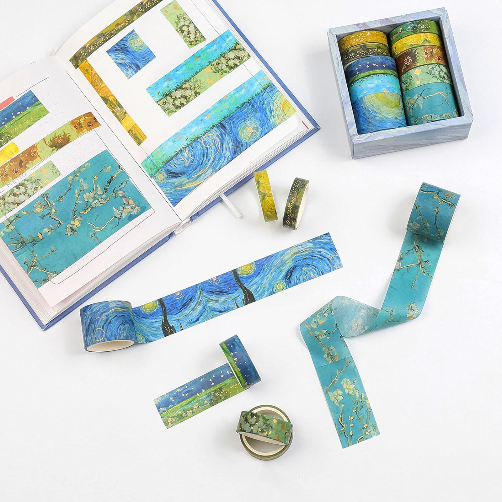 Set 10 role de banda washi pentru decor, Van Gogh Style, Multicolor ...