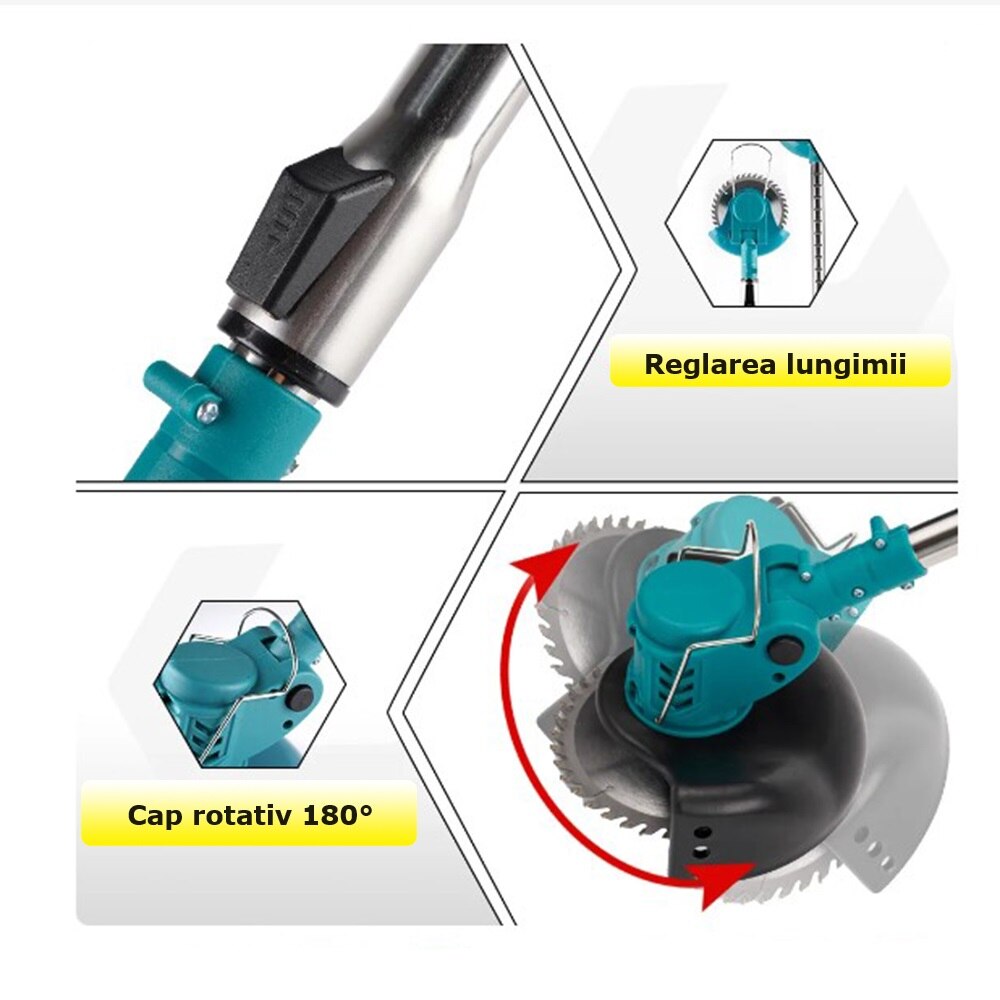 Motocoasa Electrica De Tuns Iarba Portabila, Cu Acumulator, Cu 3 Moduri ...