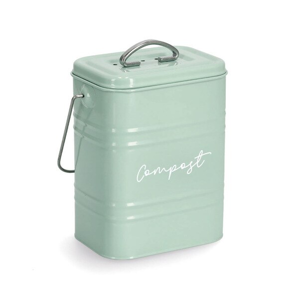 Recipient compost Zeller, metal, verde, 17 x 12.5 x 20.4 - 24.5 cm ...