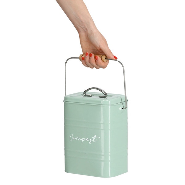Recipient compost Zeller, metal, verde, 17 x 12.5 x 20.4 - 24.5 cm ...