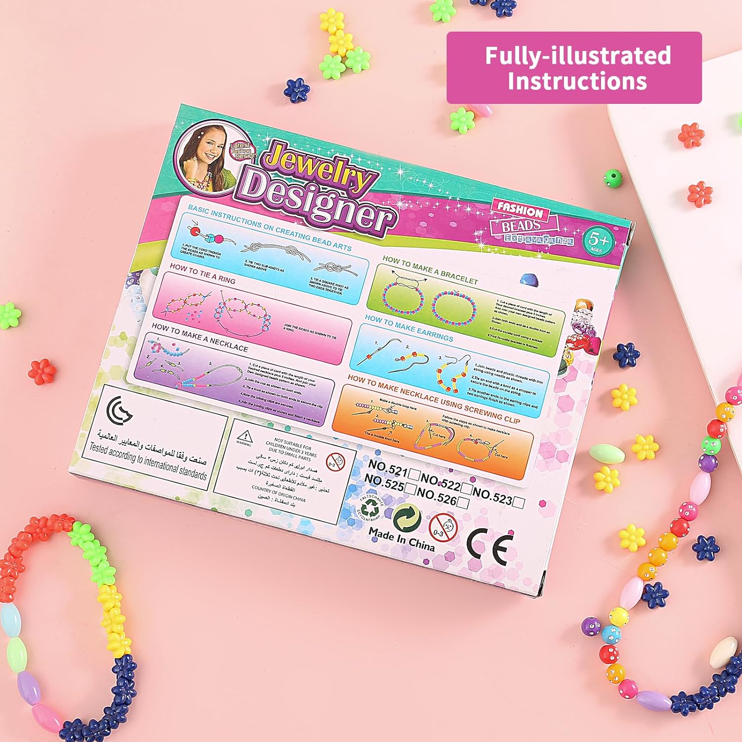 Set pentru creat bratari, 5 ani+, cu multe margele colorate si snur ...