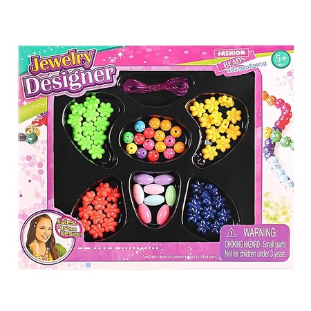 Set pentru creat bratari, 5 ani+, cu multe margele colorate si snur ...