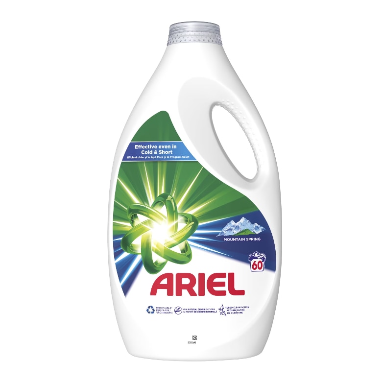 Detergent Lichid Ariel 3L, 60 spalari, Mountain Spring, Eficient chiar ...