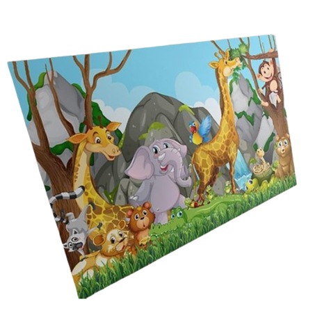 Covor camera copii, Antiderapant, Imprimeu ZOO, Multicolor, 120x180cm ...