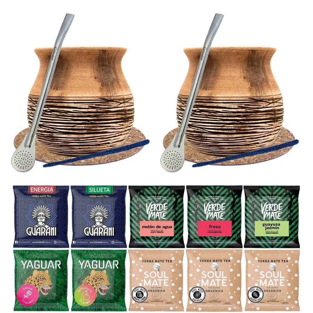 Ceai Yerba Mate Set Cebador 10x50g Cana Bej 2 x 375 ml - eMAG.ro