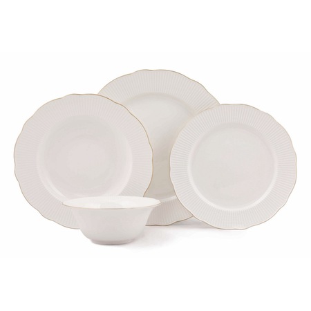 Set Vesela 24 Piese, Asi Home Delicate, Portelan, Alb/Auriu - eMAG.ro