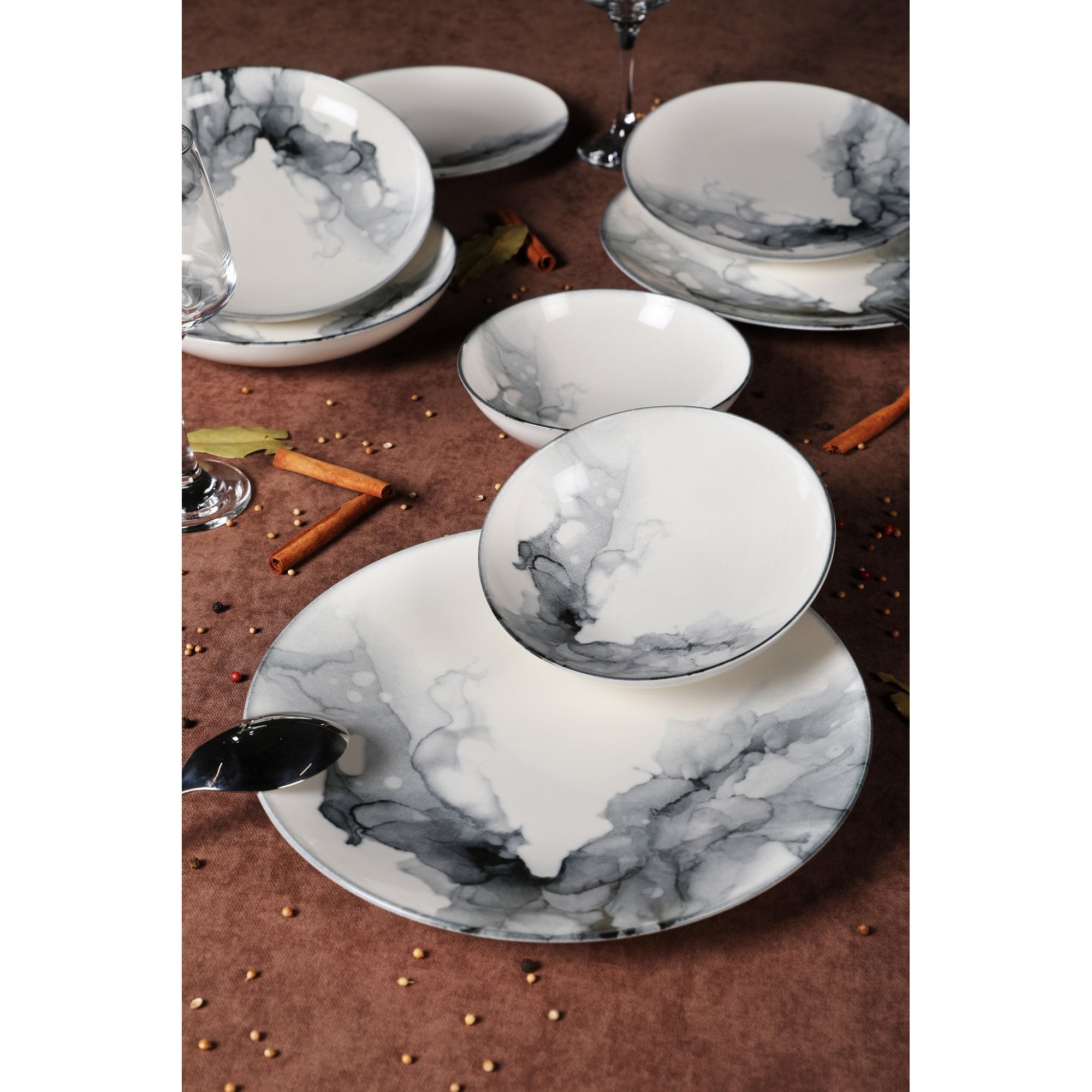 Set Vesela 24 Piese, Asi Home GB Gray Gradients, Portelan, Multicolor ...