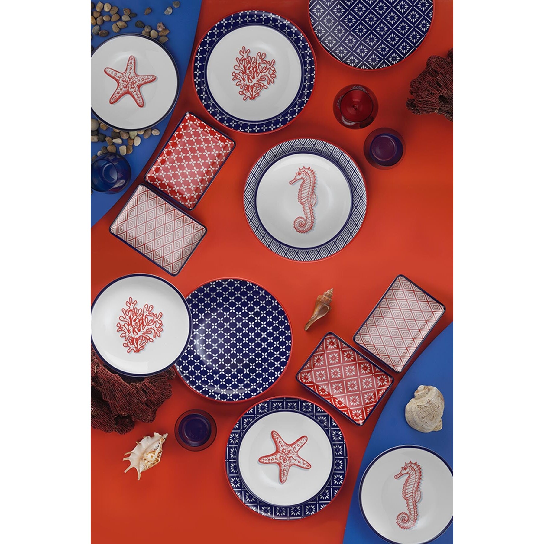 Set Vesela 18 Piese, Asi Home ZG Marine, Portelan, Multicolor - eMAG.ro