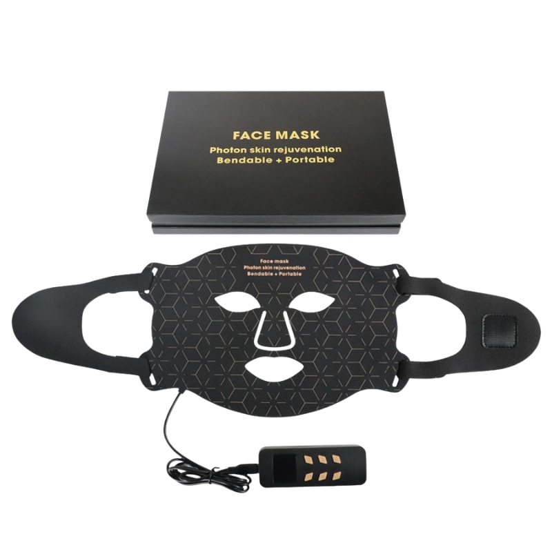 Masca faciala din silicon usor si moale cu led, terapie cu lumina rosie ...