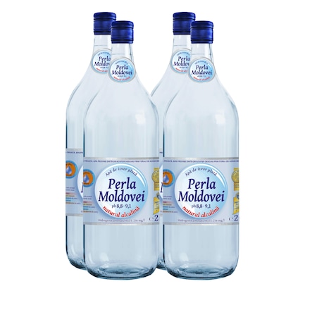 Cutie 4 x Apa natural alcalina Perla Moldovei 2l, Sticla, pH 8, 8 - 9 ...