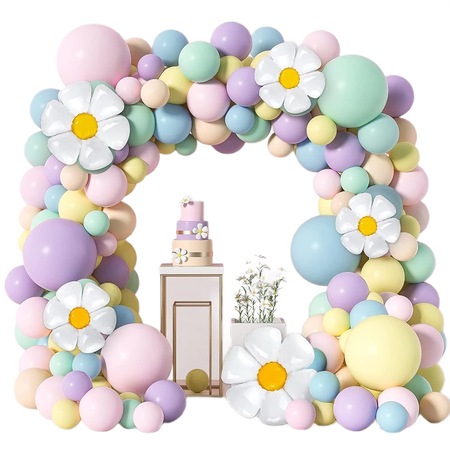 Set aranjament cu baloane colorate si margarete, pentru arcada, 104 ...