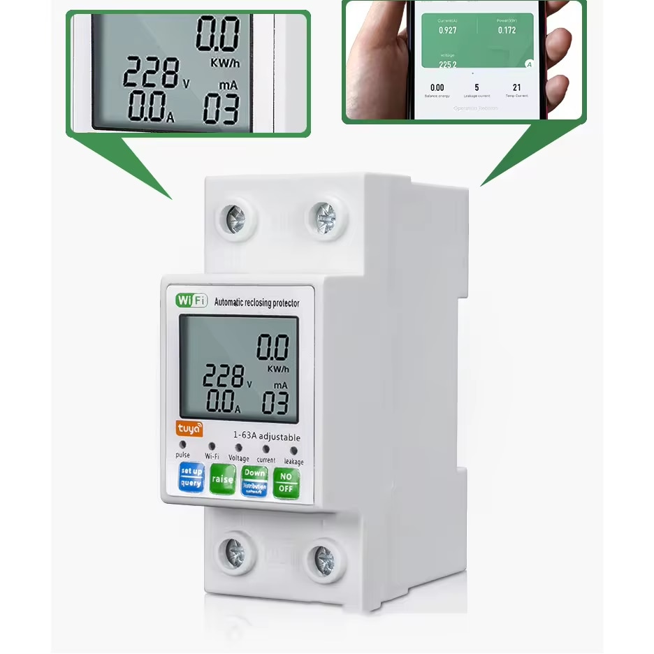 Releu monofazic si contor de energie inteligent, Wi-fi, Tuya-63A ...