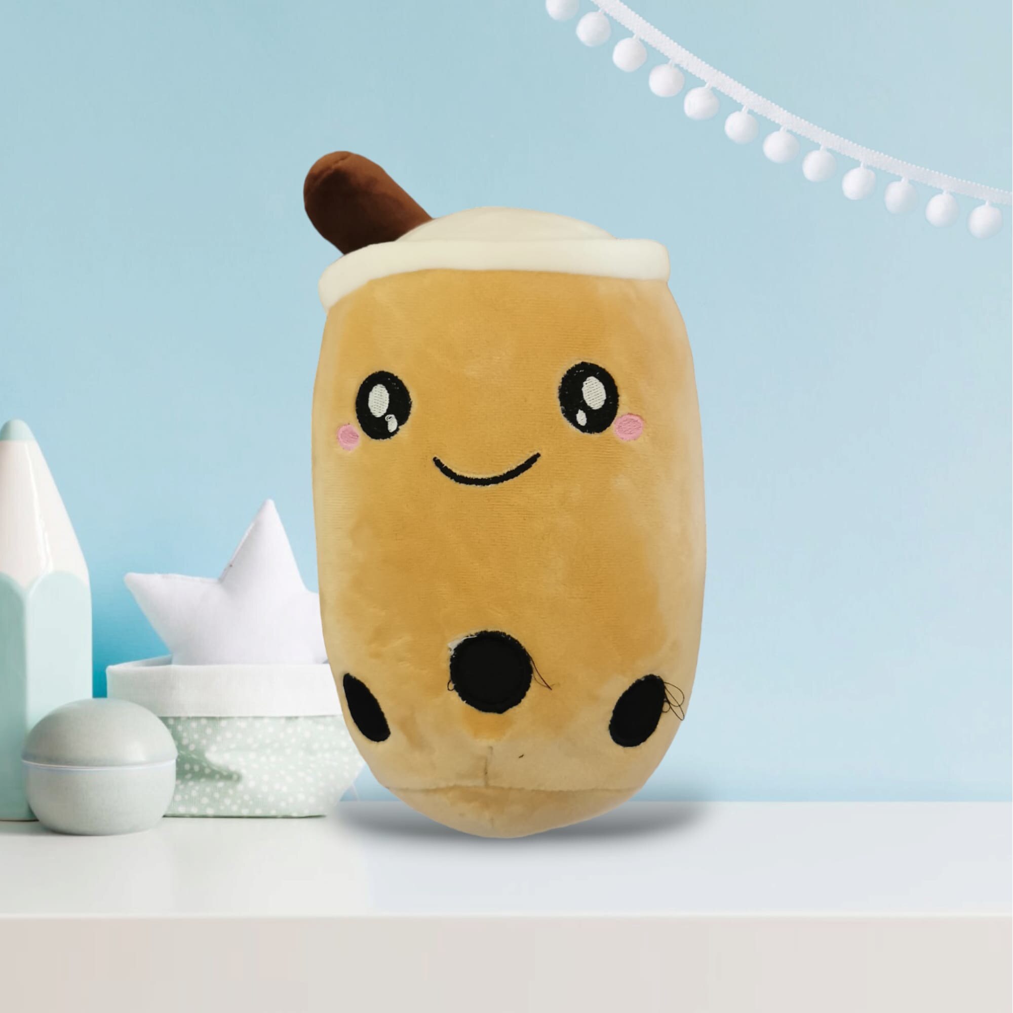 Jucarie de plus Boba milk tea, 24 cm, Capucino cu buline - eMAG.ro