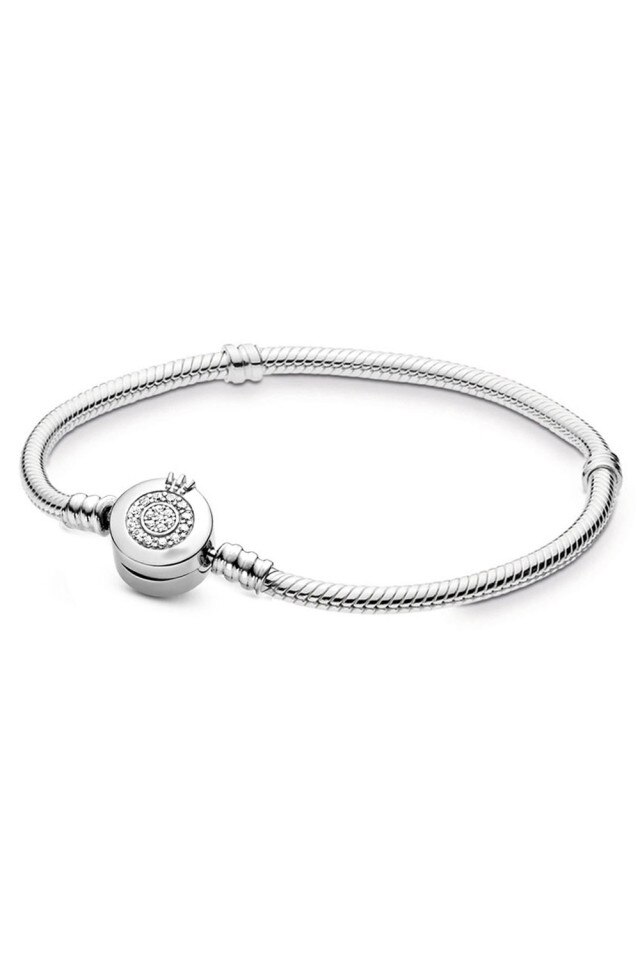 Bratara placata cu argint tip Pandora, incuietoare cu cercuri ...