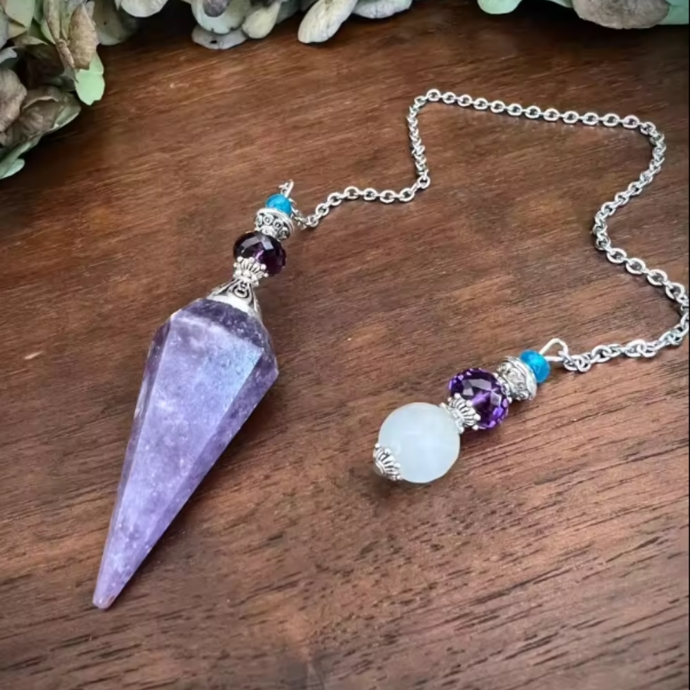 Pendul Chevreul din cristal natura de Lepidolit pentru interogarea ...