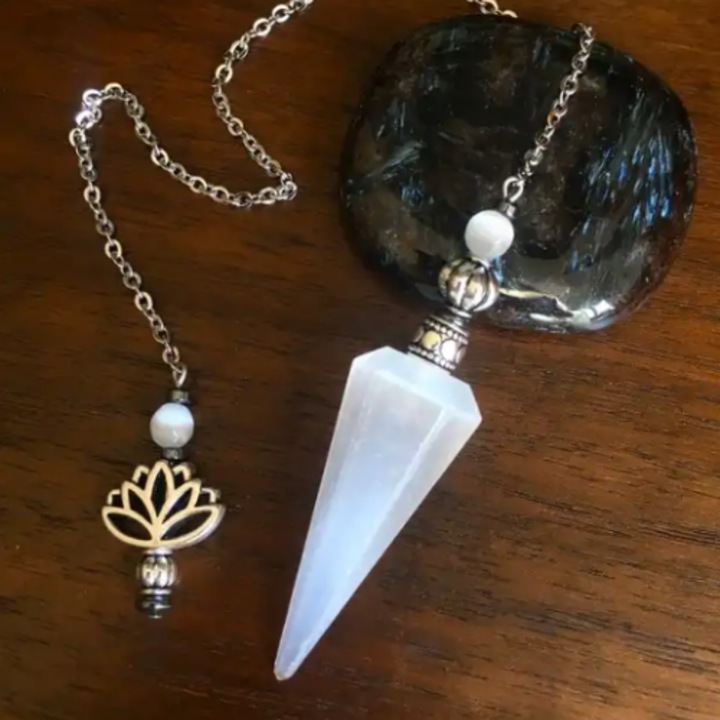 Pendul Chevreul din cristal natural de Selenit pentru interogarea ...