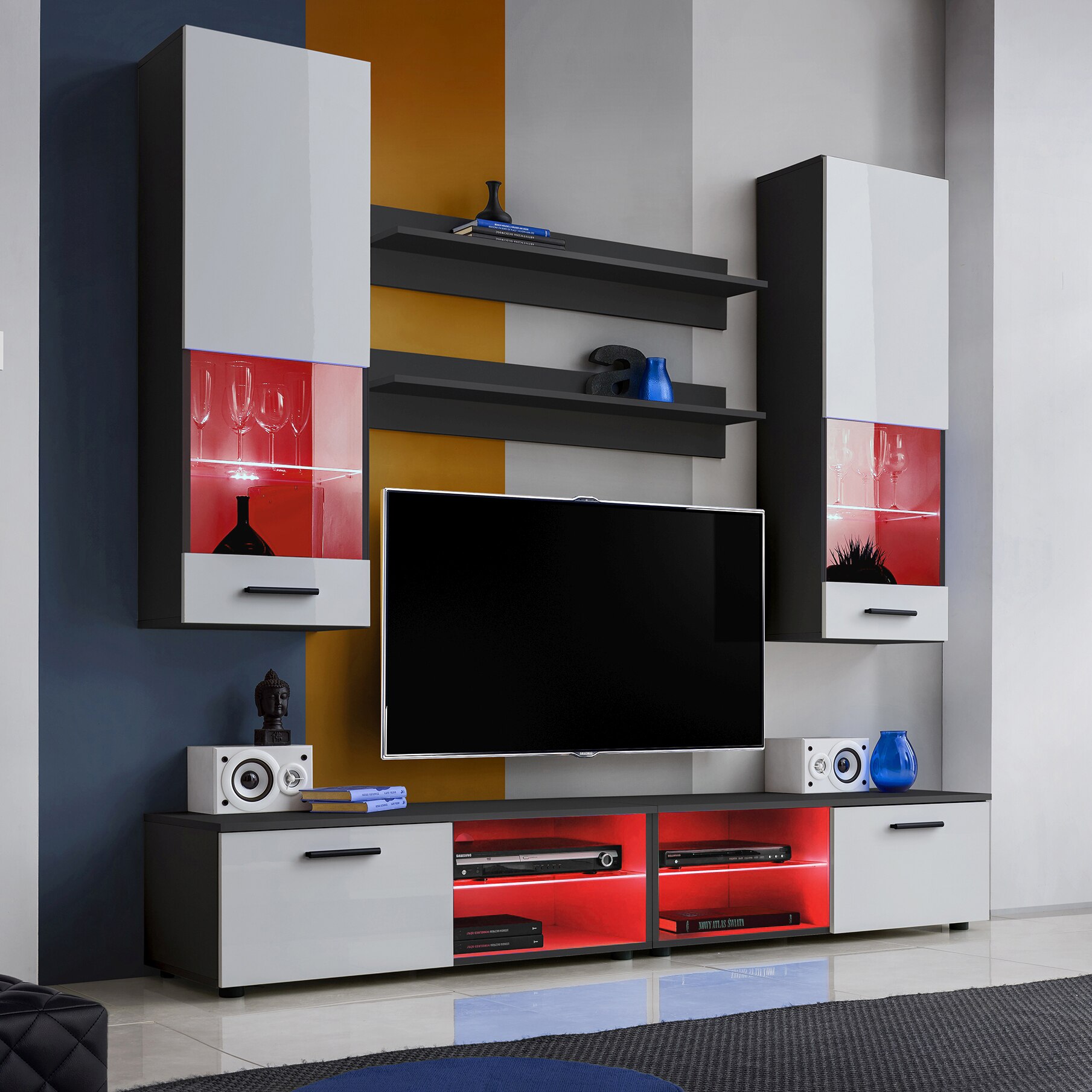 Set Mobila Living Varallo, Komodee, 200 x 34.5 x 45 cm, PAL, LED RGB ...