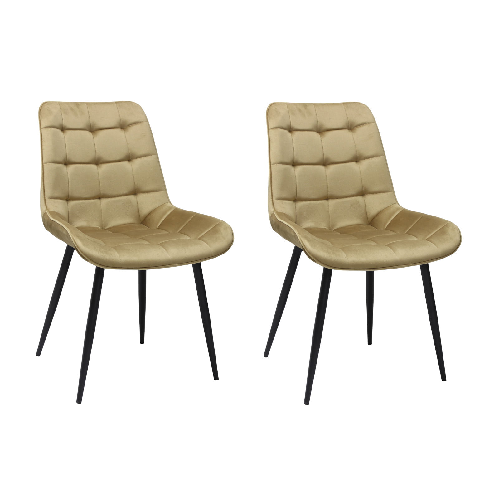 Set 2 scaune Onix Bej, tapitate cu material textil, picioare metalice ...