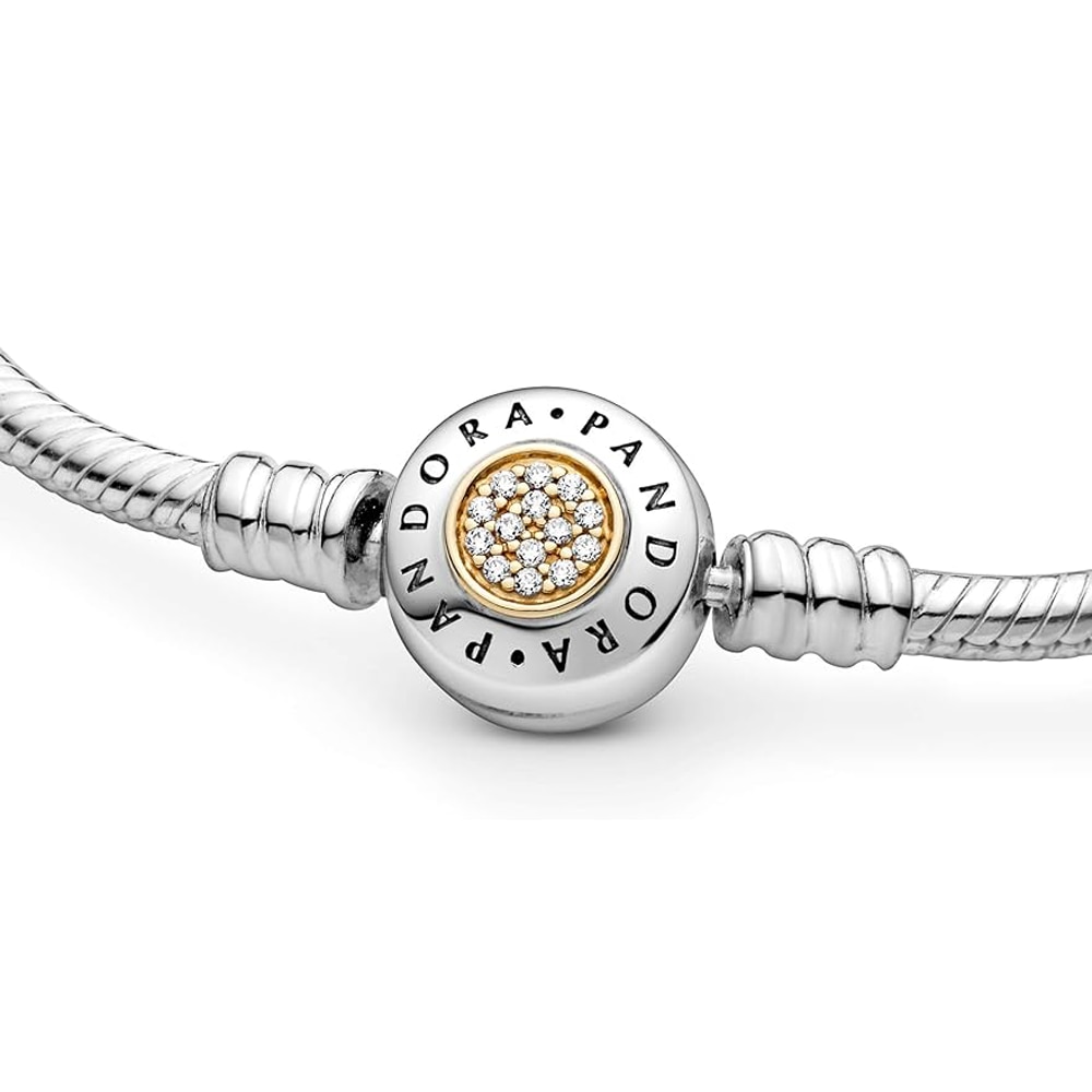 Bratara compatibila Talismane Pandora cu Logo Gold Signature placata cu ...